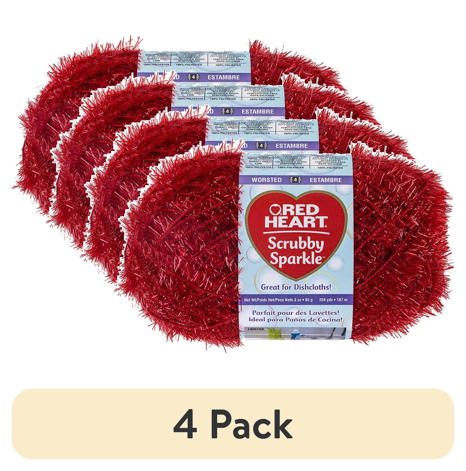 (4 pack) Red Heart Scrubby Sparkle Yarn-Strawberry - Walmart.com