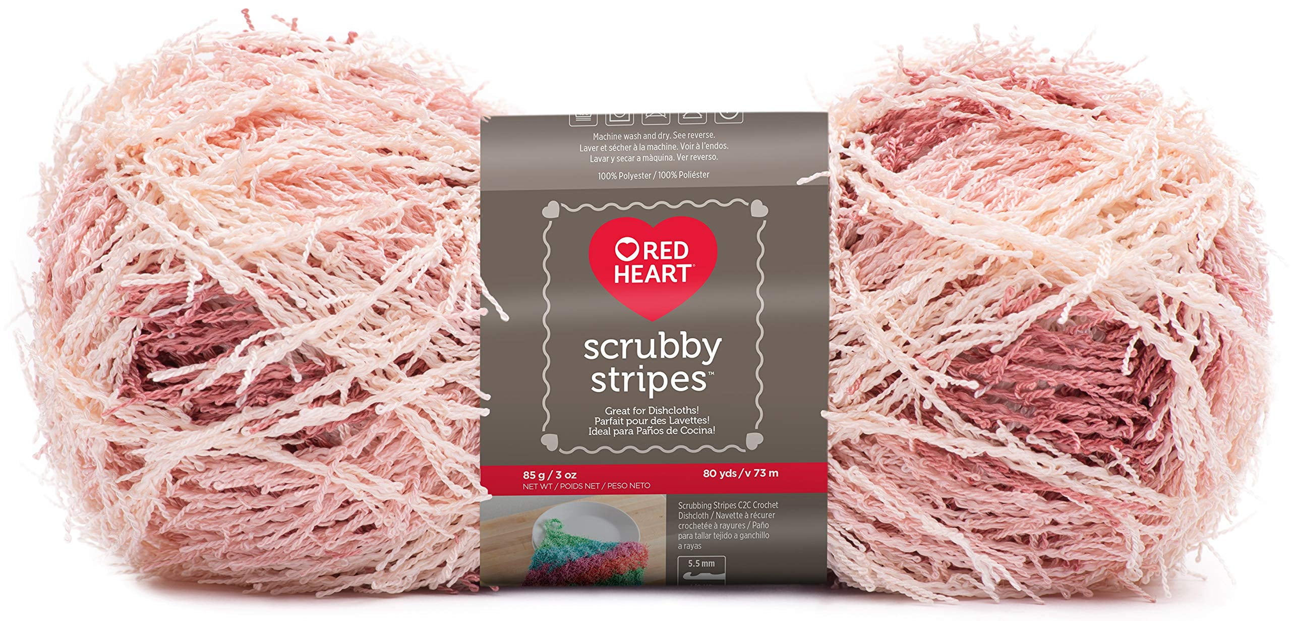 Red Heart Scrubby Stripes Yarn-Peachy - Walmart.com