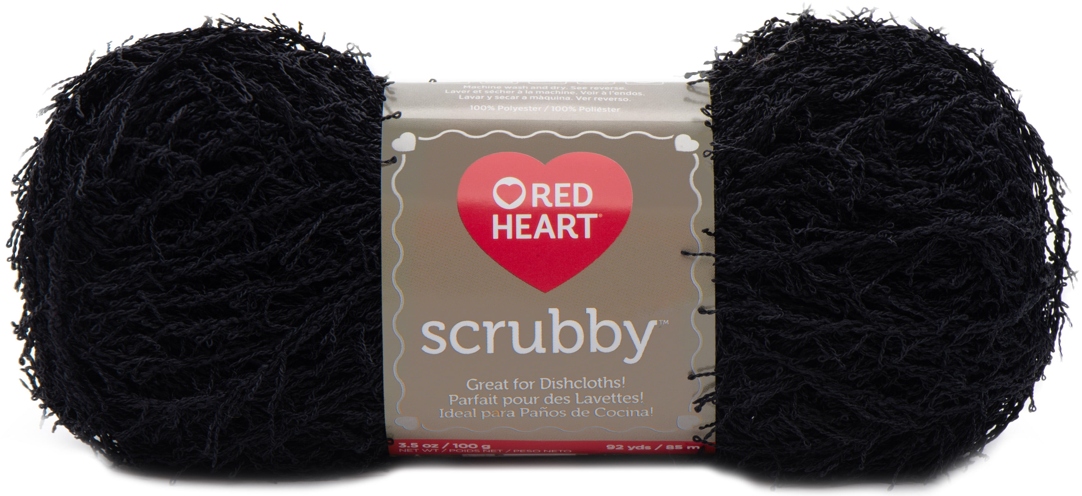 Red Heart Scrubby Yarn Black 1 Pack of 1 Skein - Walmart.com
