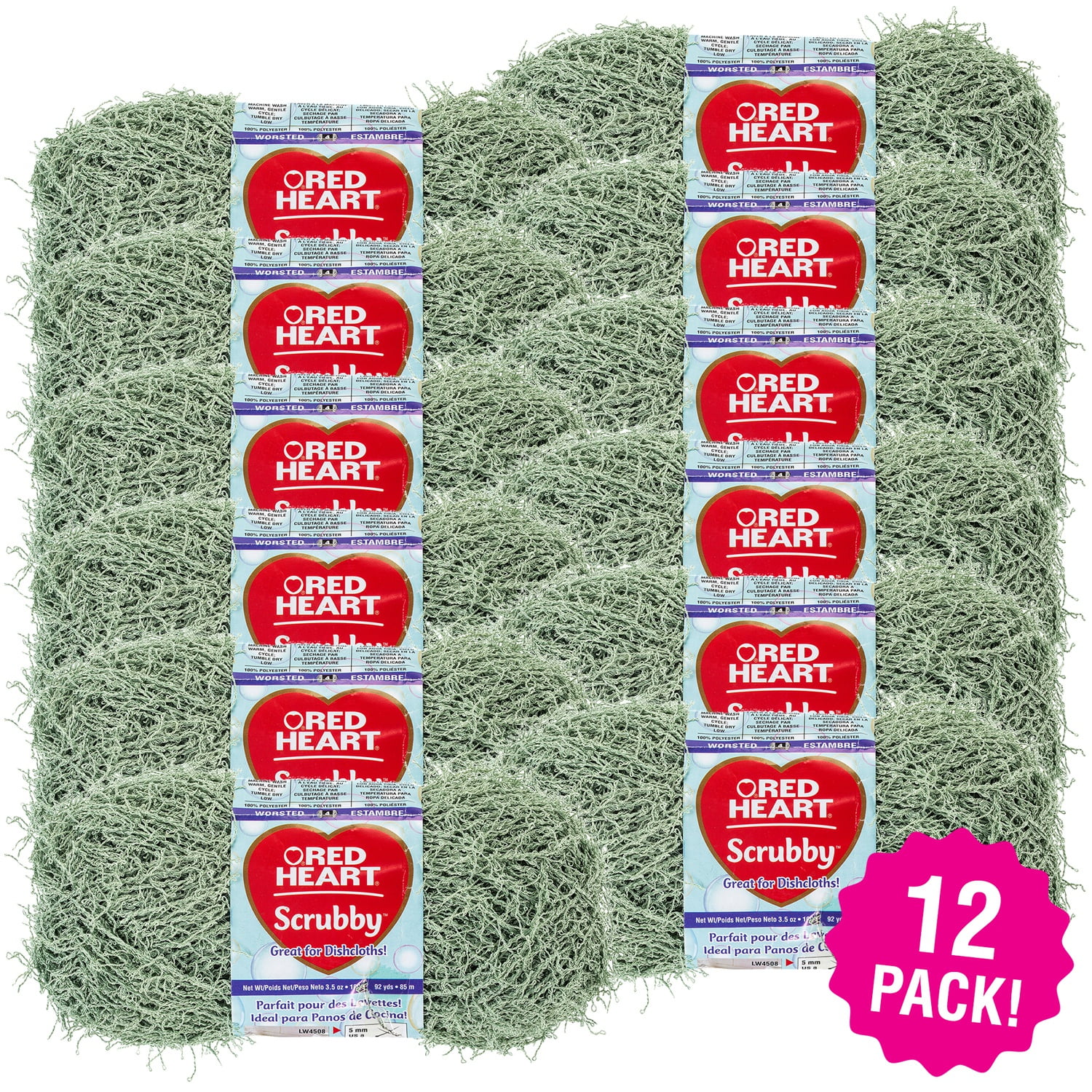 Red Heart Scrubby Yarn - Green Tea, Multipack of 12 - Walmart.com