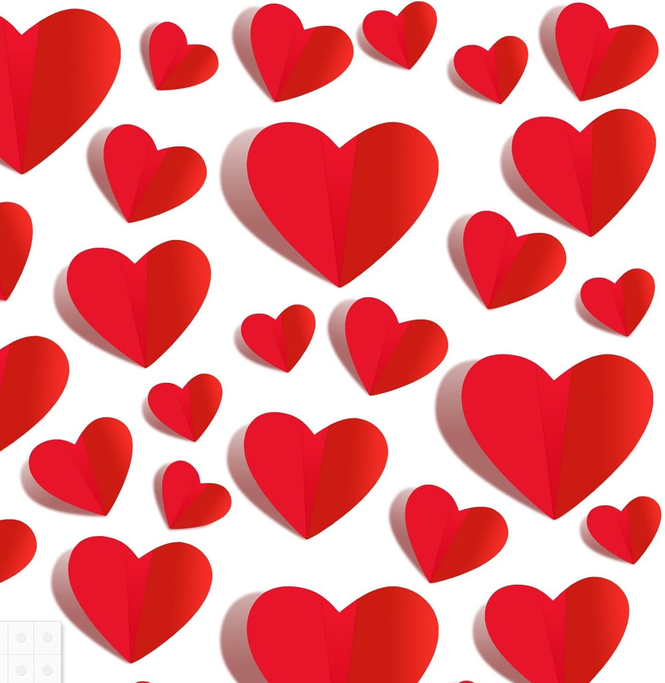 Red Heart Shape Wall Stickers Valentine's Day Wall Decals 3D Heart ...