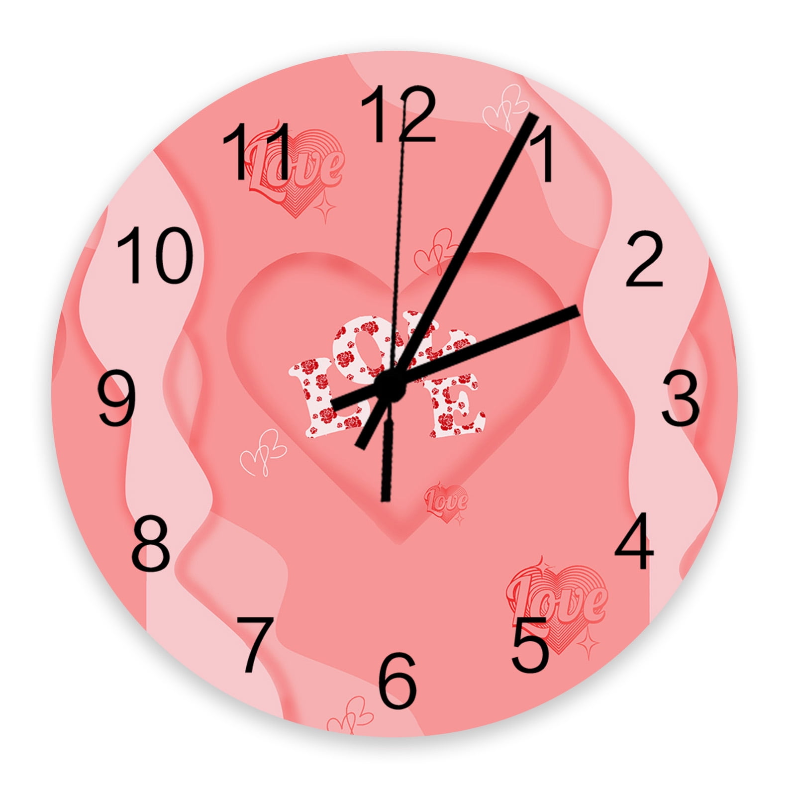 Red Heart Shaped Flowers Branches Art Wall Clocks Silent Home Cafe ...