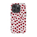 Red Heart Silver Diamond Soft Aesthetic Phone Case with iPhone 17 to 11 ...