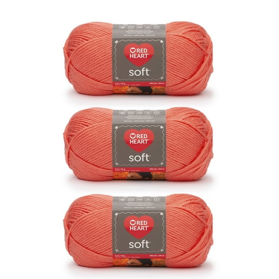Red Heart® Soft™ #4 Worsted (Medium) Acrylic Yarn, Coral 5oz/142g 256 ...