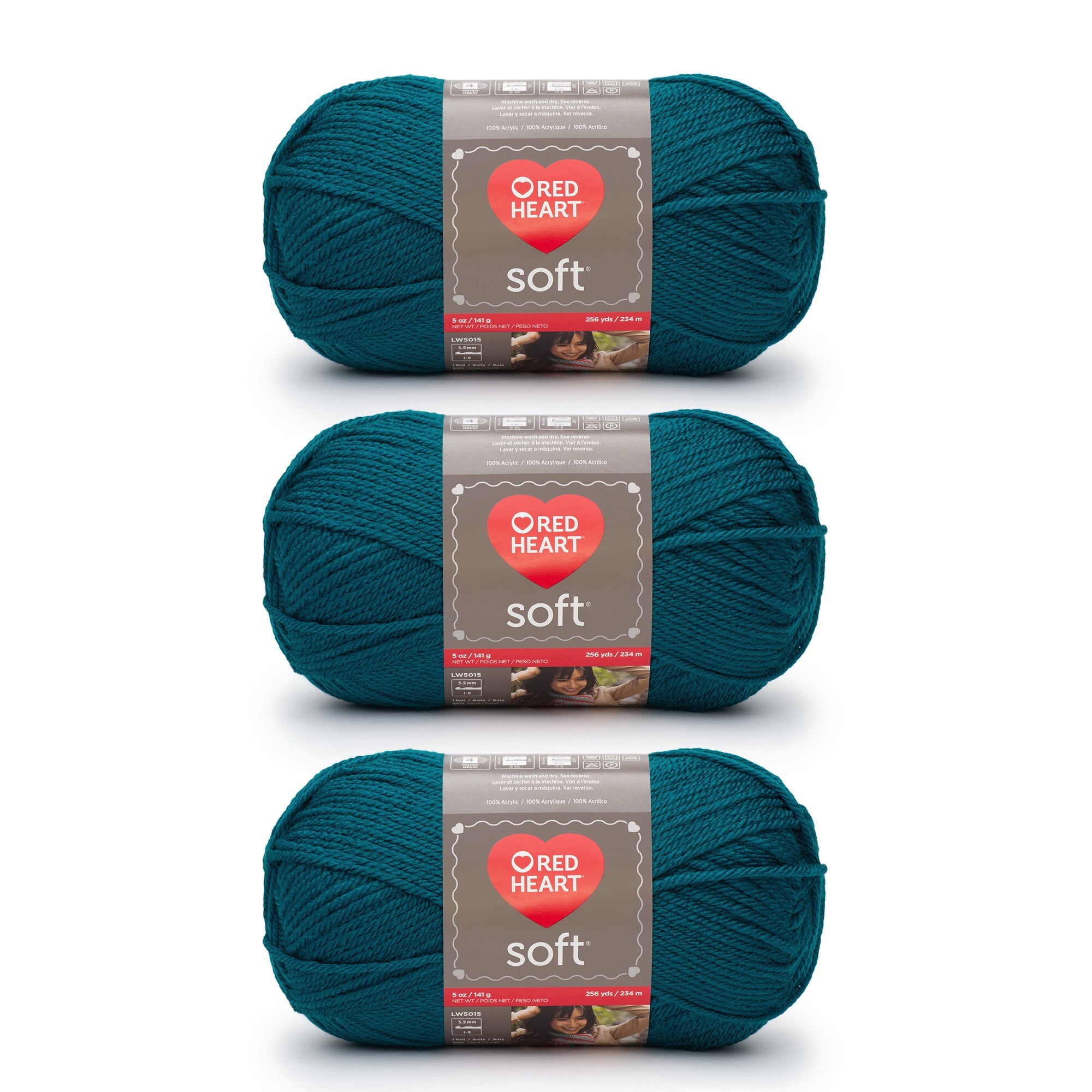 Red Heart® Soft™ #4 Worsted (Medium) Acrylic Yarn, Teal 5oz/142g 256 ...