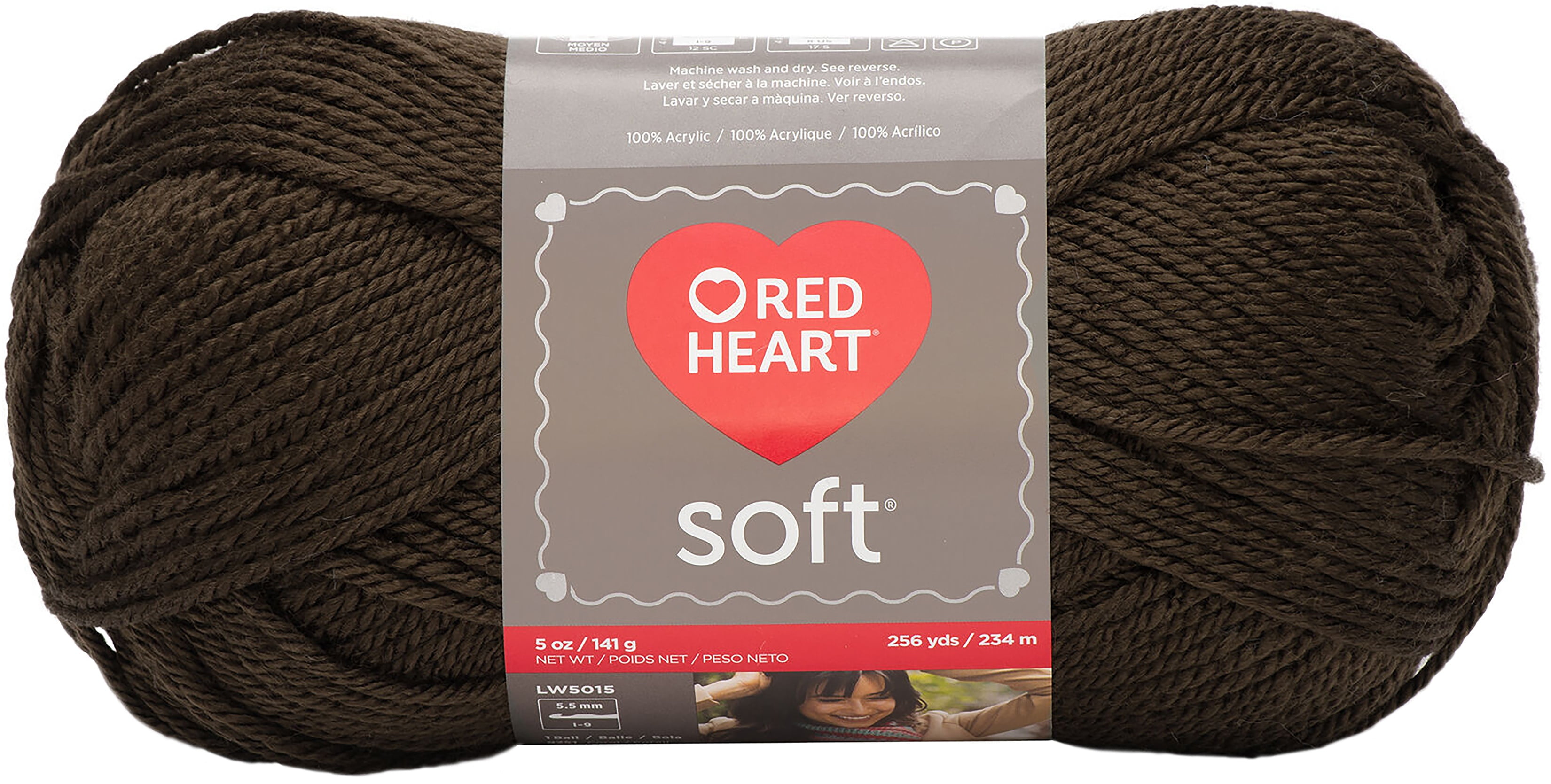 Red Heart Soft Chocolate Yarn - 3 Pack of 141g/5oz - Acrylic - 4 Medium ...