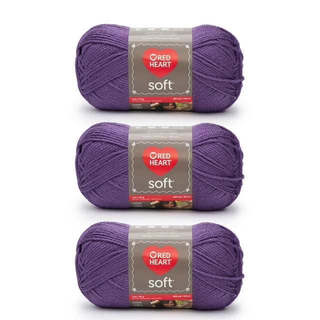 Red Heart Soft Lavender Yarn - 3 Pack of 141g/5oz - Acrylic - 4 Medium ...