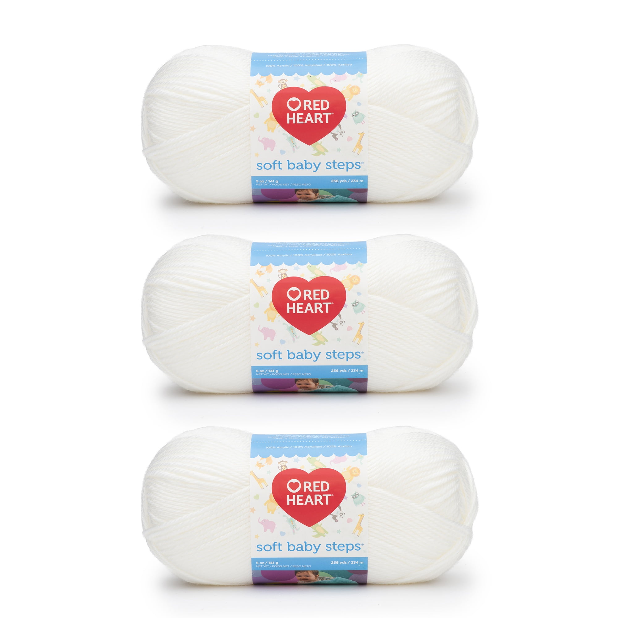 Red Heart Soft Baby Steps Yarn-White, 100% Acrylic, Machine Washable ...
