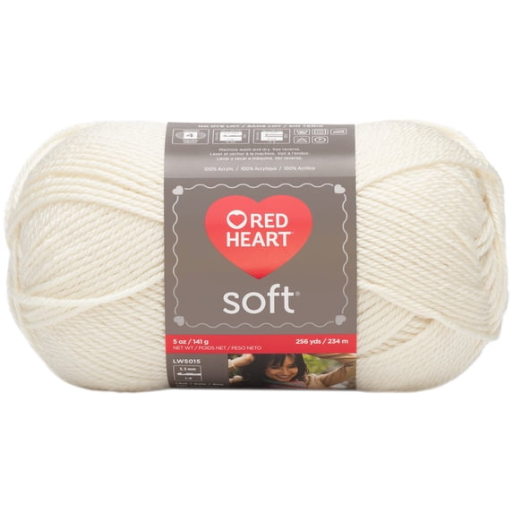 Red Heart Soft Yarn, Off White, 100% Acrylic, 5oz/140g, 256yd/234m ...