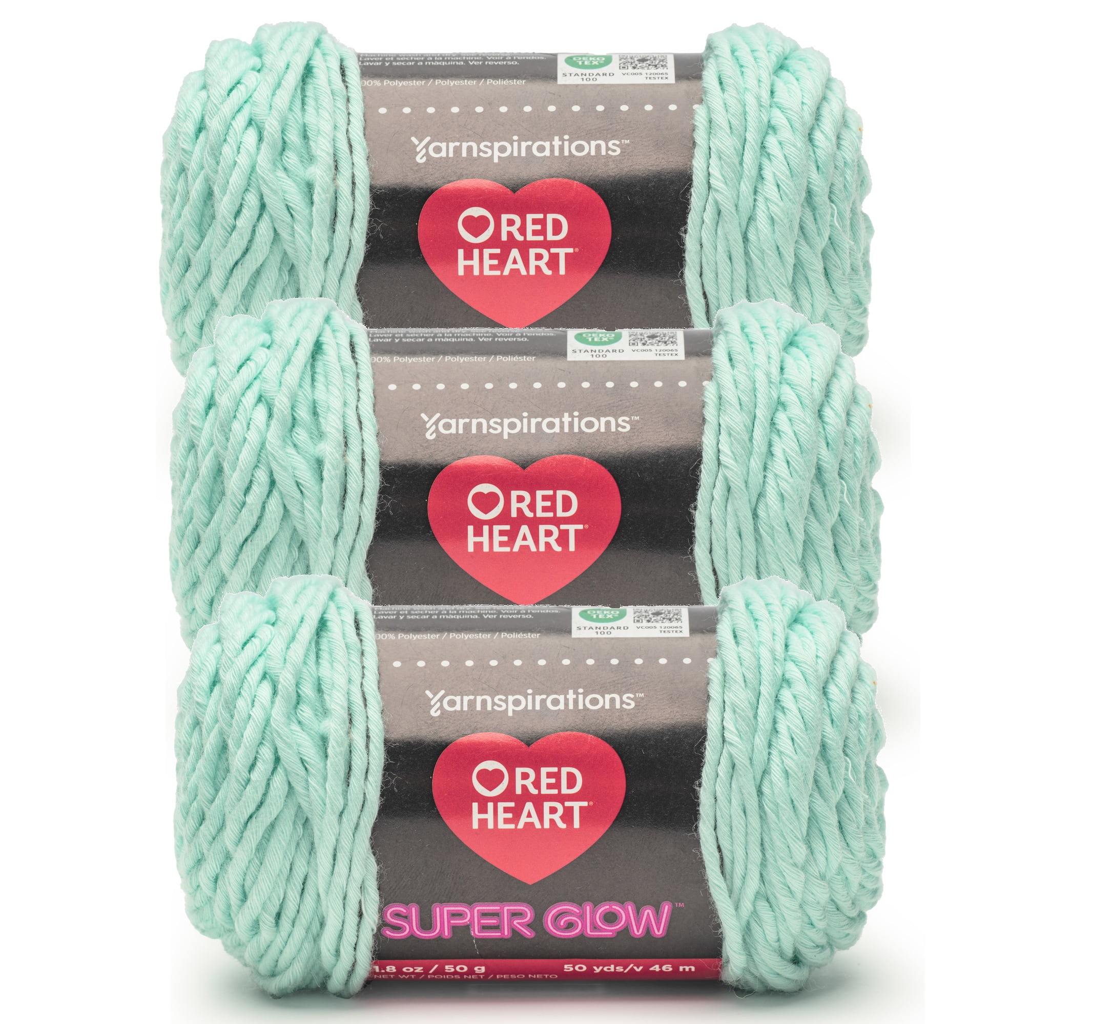 Red Heart® Super Glow™ #4 Polyester Yarn, Spectral seafoam 1.8oz/50g ...