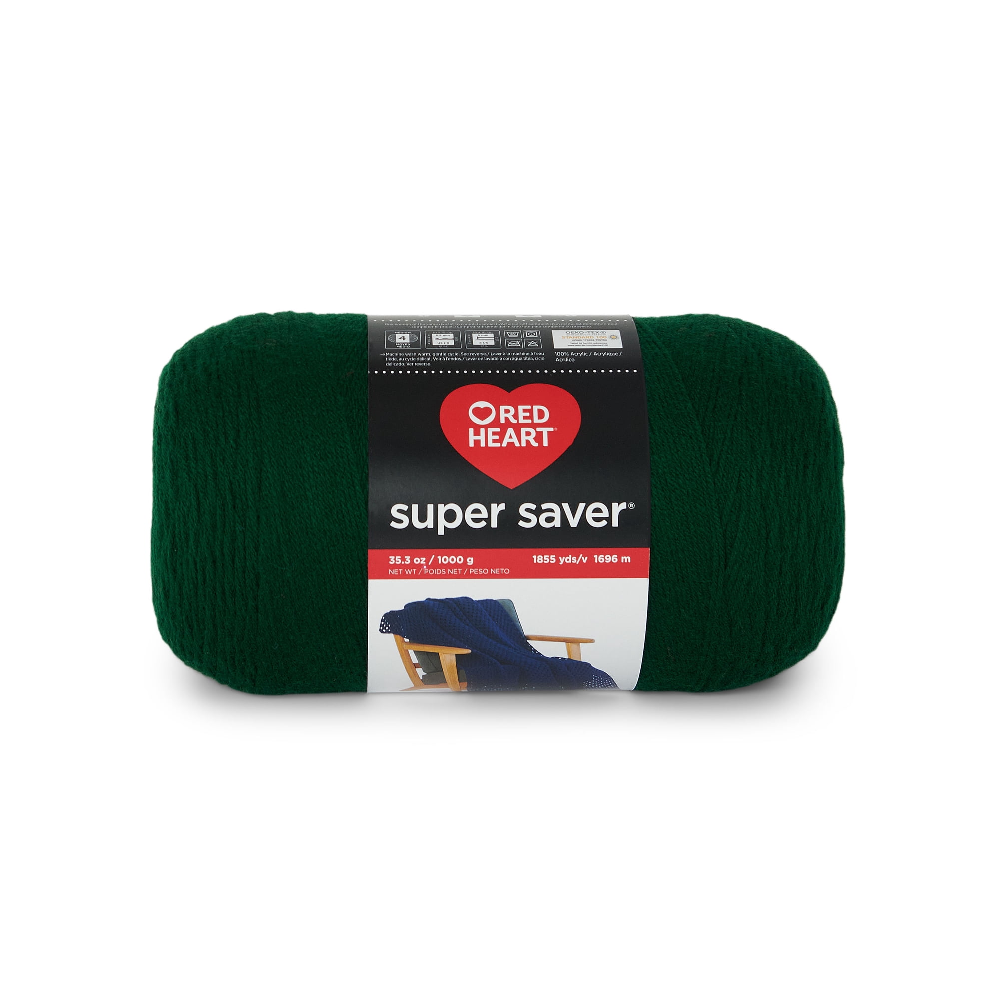 Red Heart® Super Saver® 1000G #4 Medium Acrylic Yarn, Hunter Green 35 ...