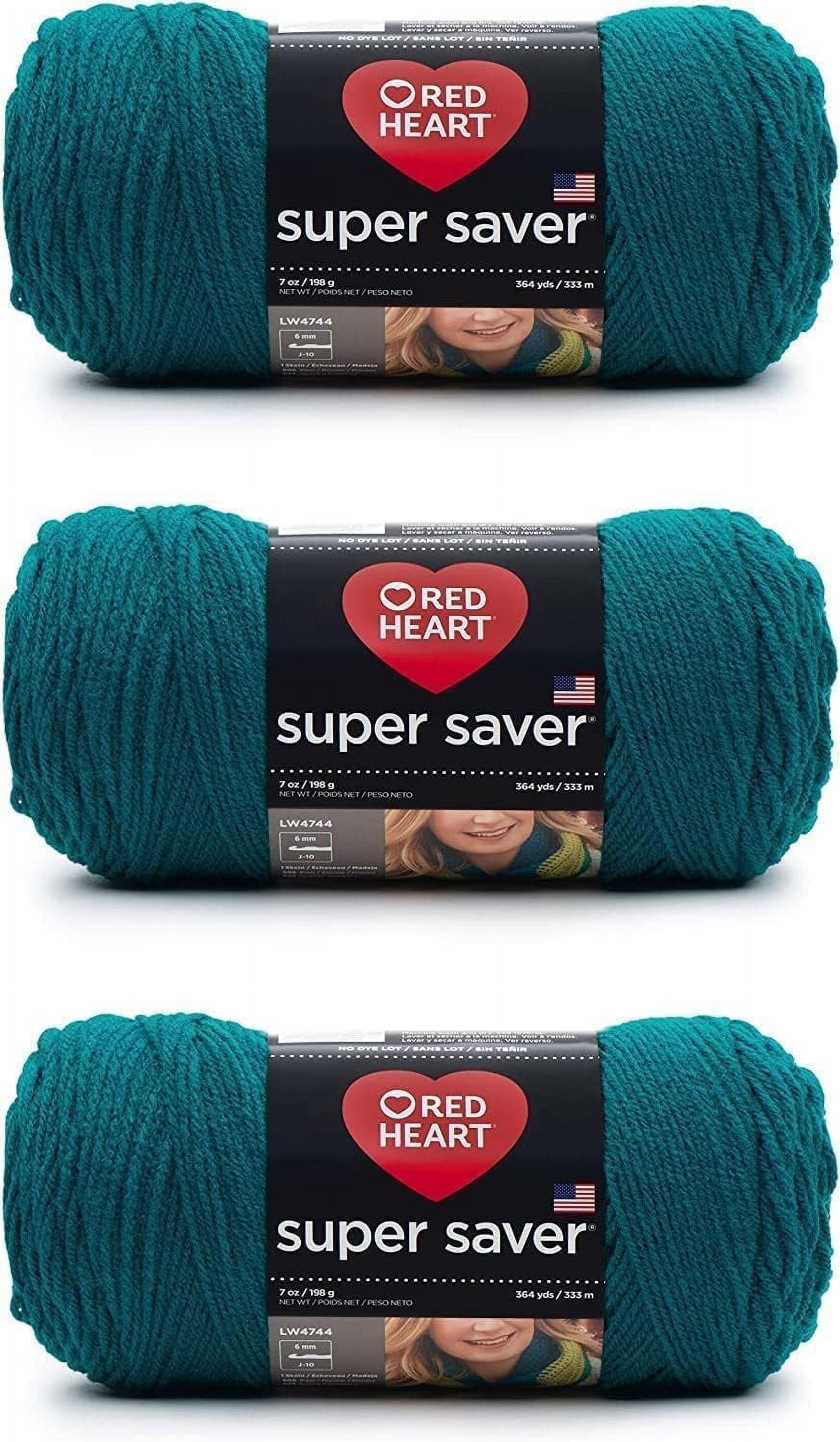 Red Heart Super Saver Yarn 3-Pack, Real Teal, Medium Weight, Perfect ...