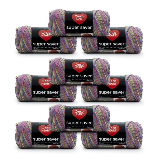 Red Heart® Super Saver® #4 Medium Acrylic Yarn, Artist Print 5oz/142g, 236 Yards (9 Pack ...
