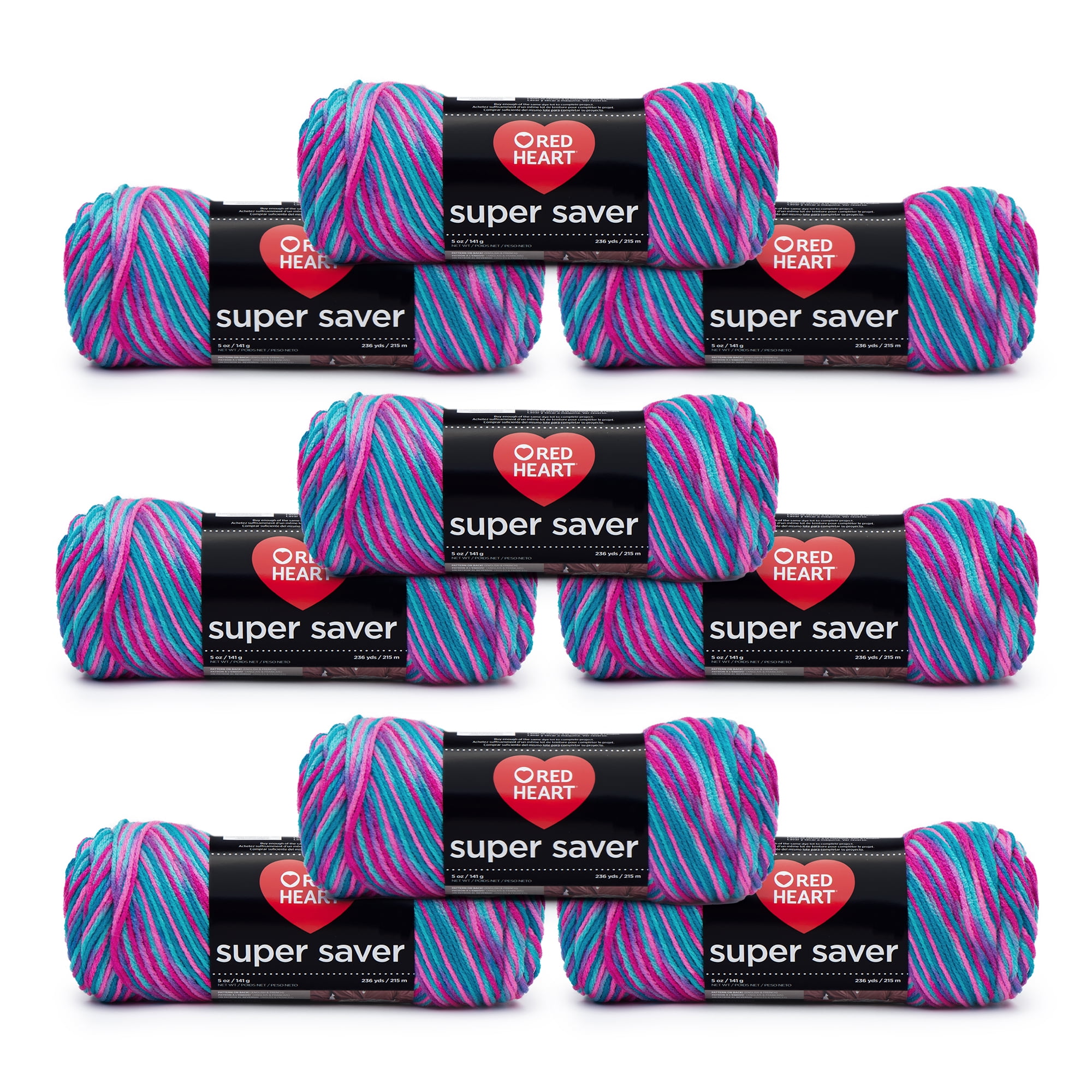 Red Heart® Super Saver® #4 Medium Acrylic Yarn, Bonbon Print 5oz/142g ...