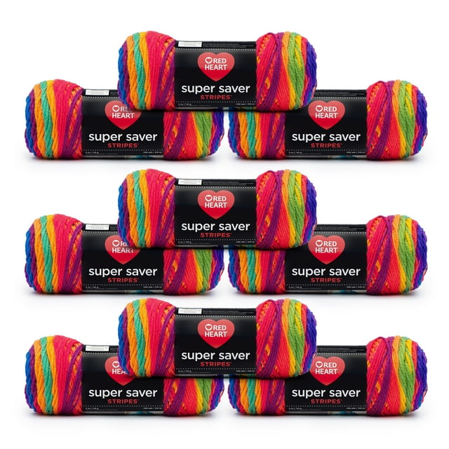 Red Heart® Super Saver® #4 Medium Acrylic Yarn, Favorite Stripe 5oz ...