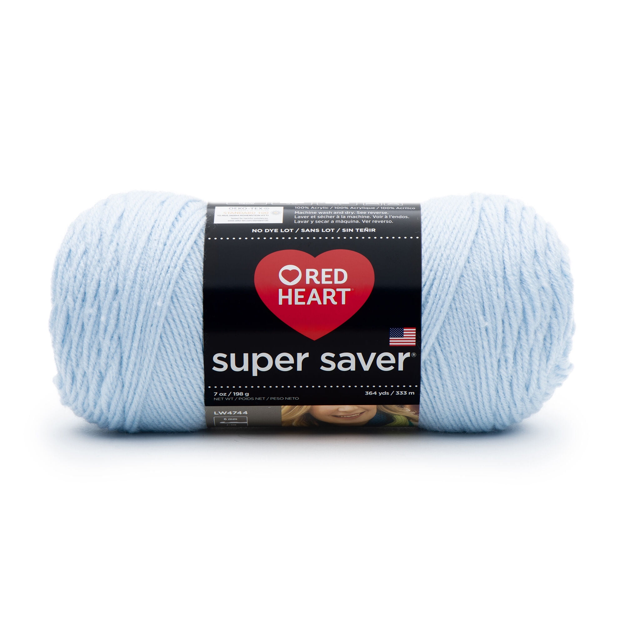 Red Heart Super Saver, Light Blue Acrylic Yarn, 4 Medium, 7oz/198g, 364 ...