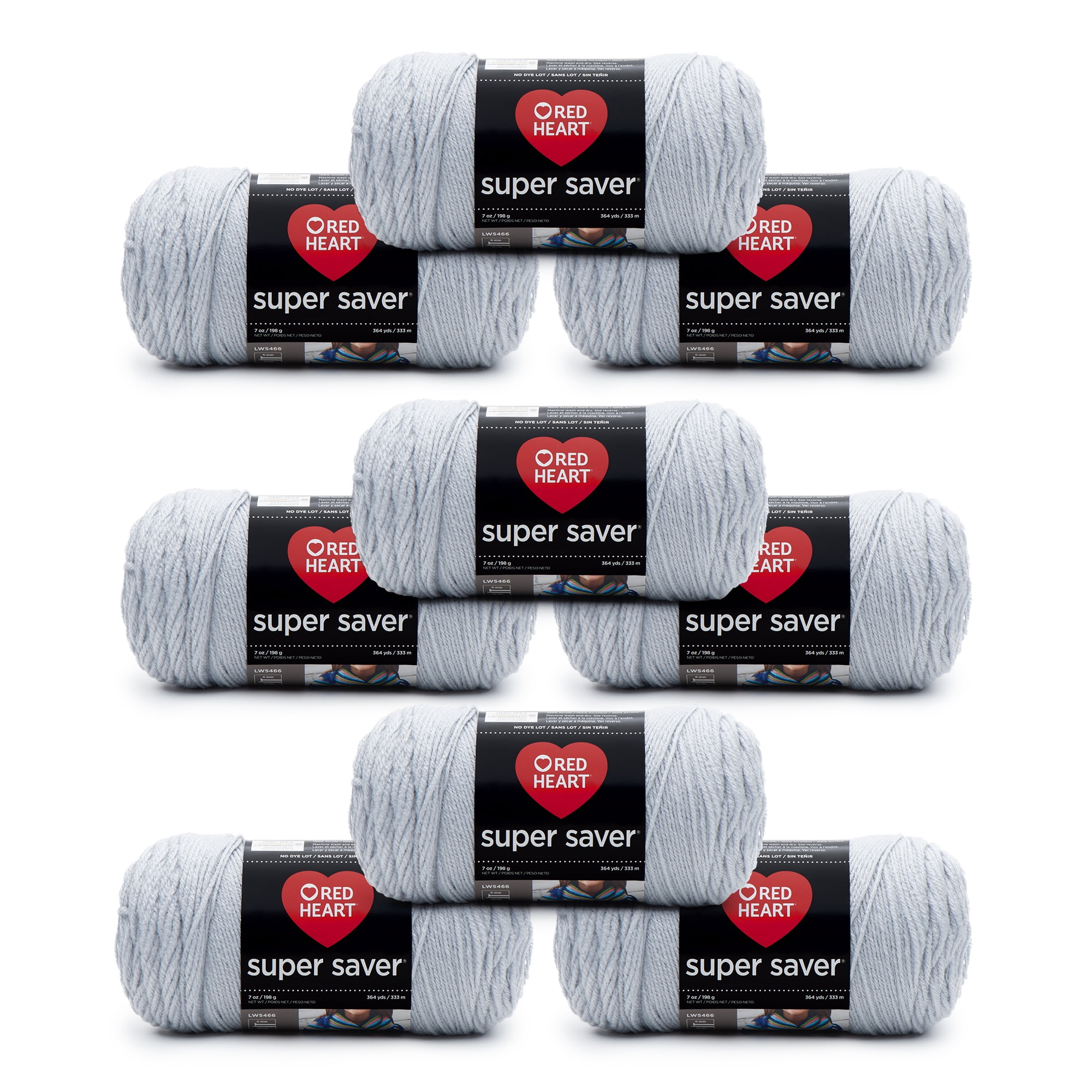 Red Heart® Super Saver® #4 Medium Acrylic Yarn, Light Gray 7oz/198g, 364 Yards (9 Pack ...
