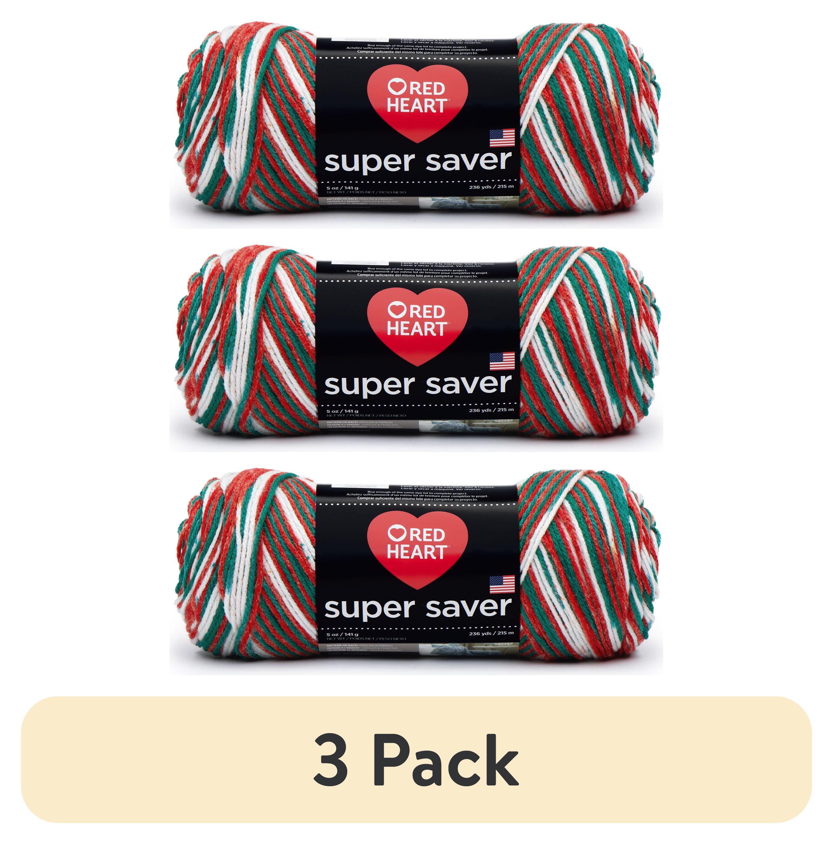 (3 pack) Red Heart® Super Saver® 4 Medium Acrylic Yarn, Mistletoe 5oz ...