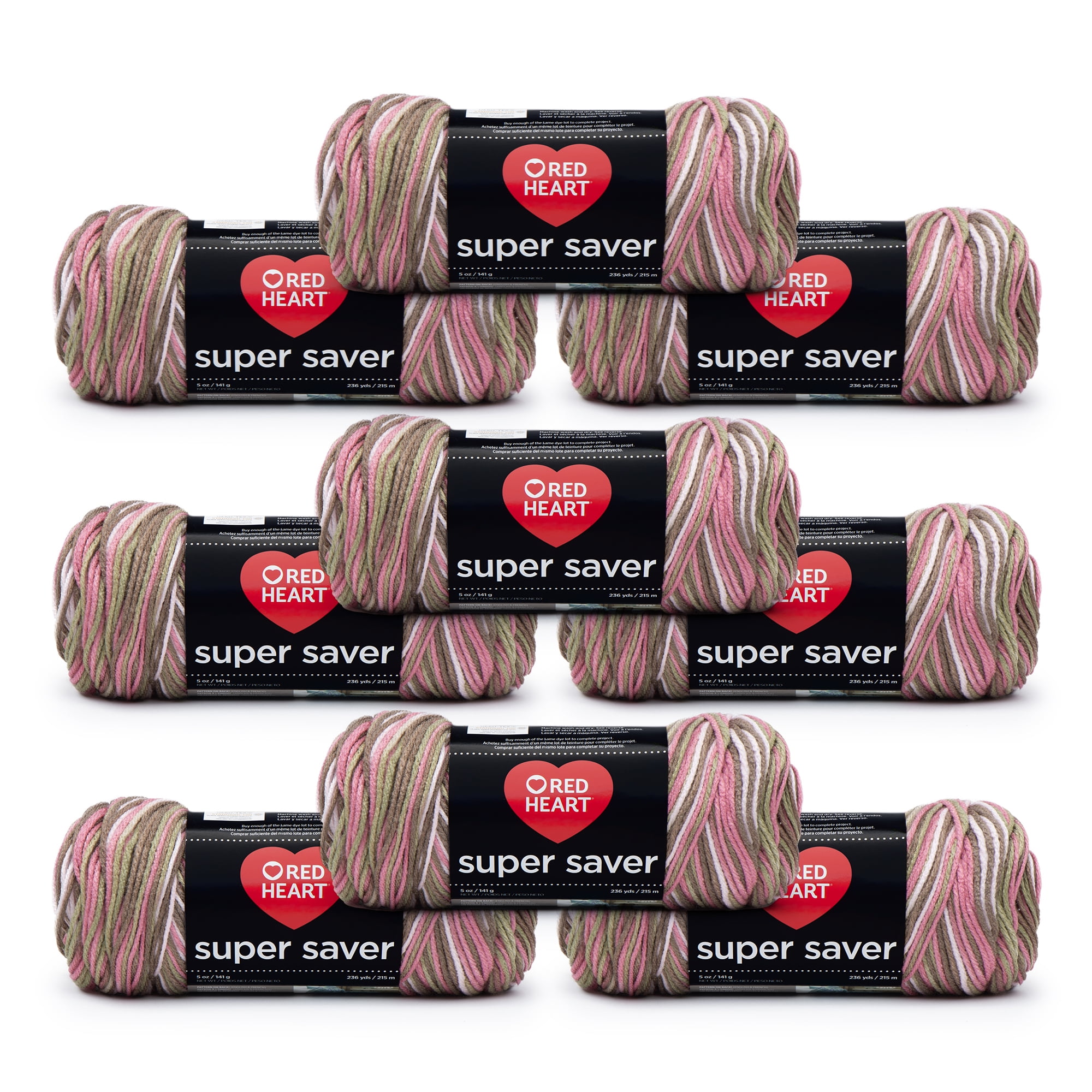 Red Heart® Super Saver® #4 Medium Acrylic Yarn, Pink Camo 5oz/142g, 236 ...