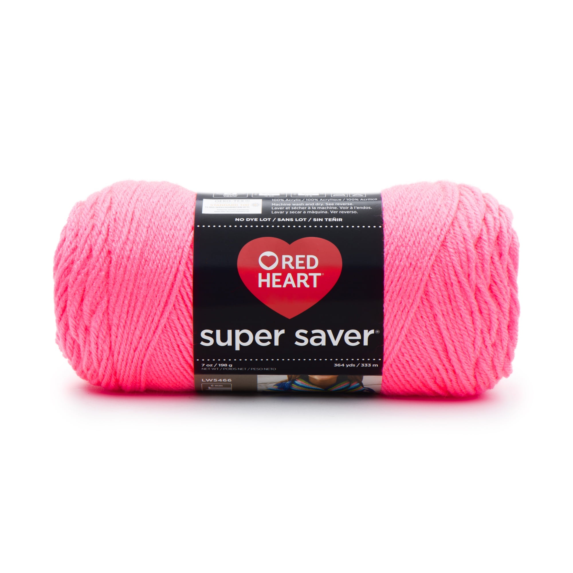 Red Heart Super Saver #4 Medium Acrylic Yarn, Pretty N' Pink, 7oz/198g ...