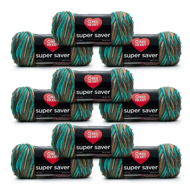 Red Heart® Super Saver® #4 Medium Acrylic Yarn, Reef 5oz/142g, 236 Yards (9 Pack) - Walmart.com