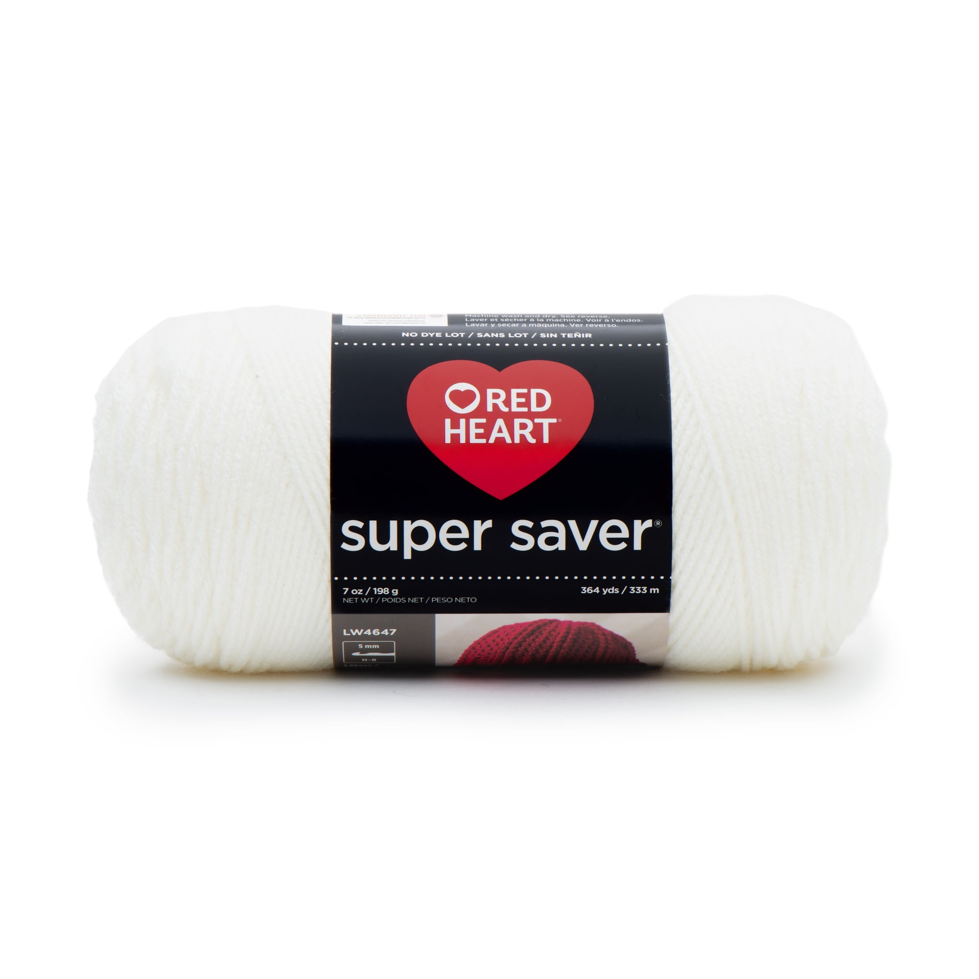 Red Heart Super Saver Acrylic Yarn 4 Medium Soft White 7oz 198g 364 ...