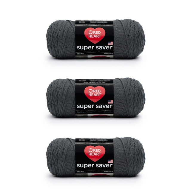 Red Heart® Super Saver® #4 Worsted Acrylic Yarn, Charcoal 7oz/198g ...