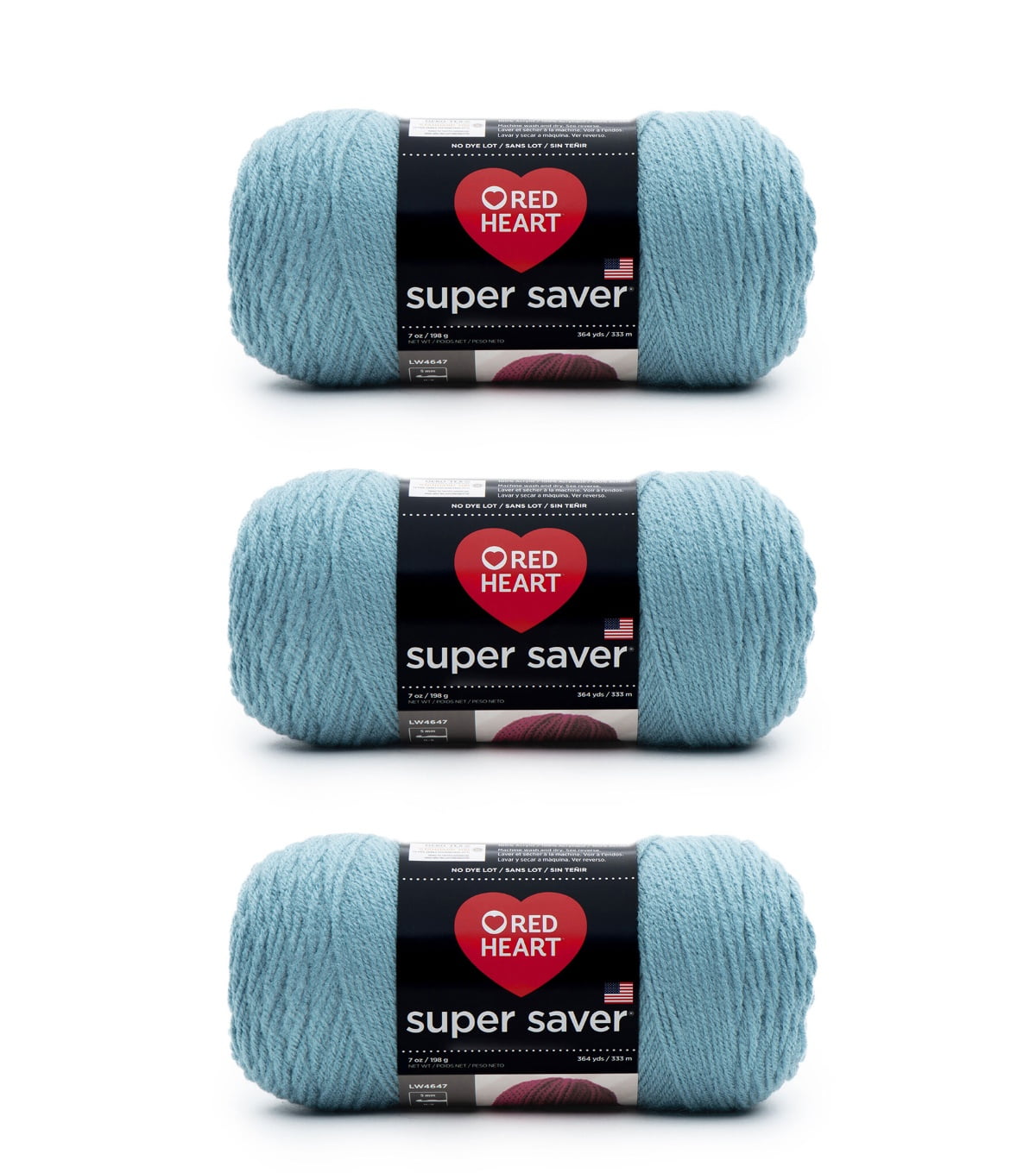 Red Heart, Worsted Acrylic Yarn, #4, Countryblue 7oz/198g 364yd 3Pk ...