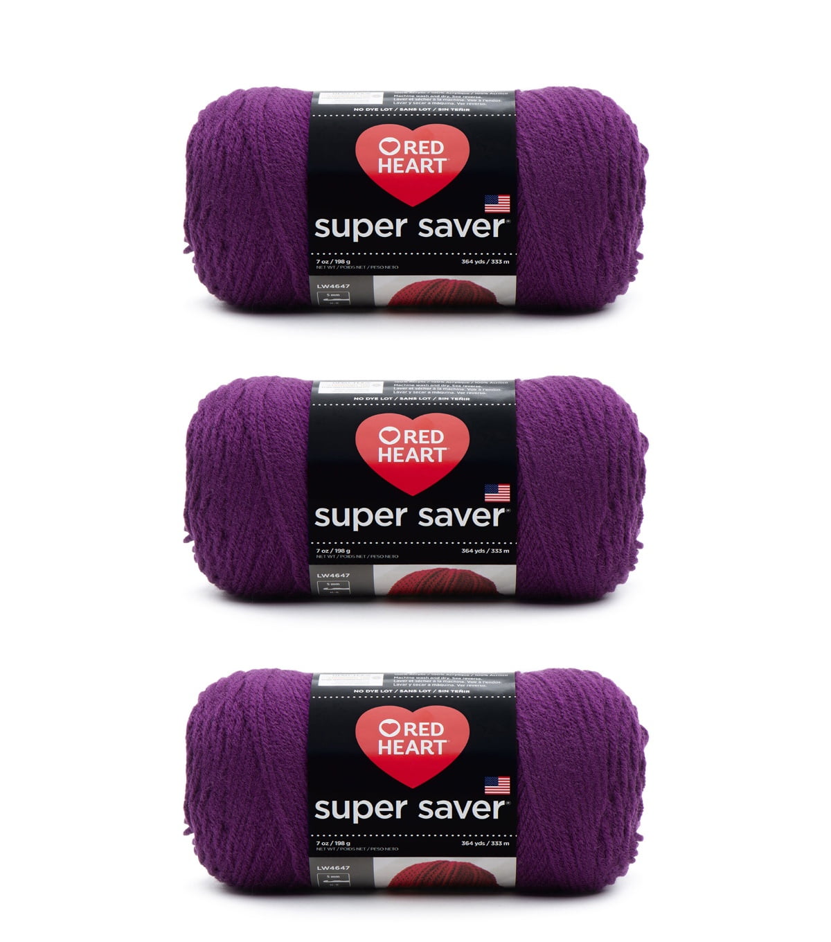 Red Heart® Super Saver® #4 Worsted Acrylic Yarn, Darkorchid 7oz/198g ...