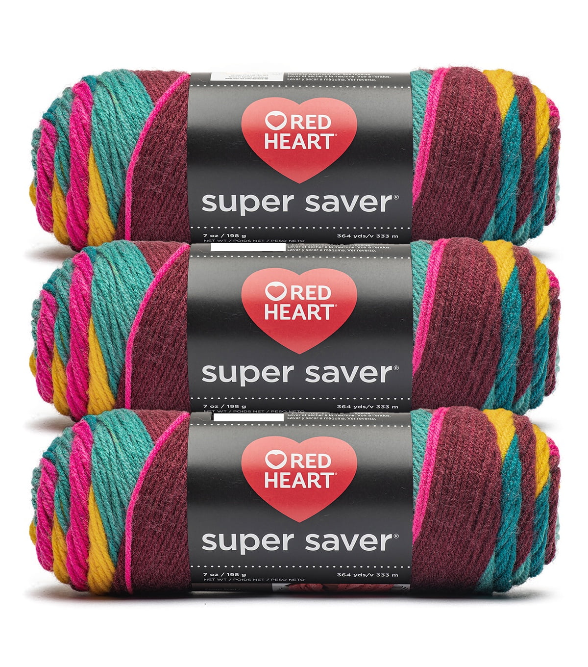 Red Heart® Super Saver® #4 Worsted Acrylic Yarn, Jeweltone 5oz/142g ...