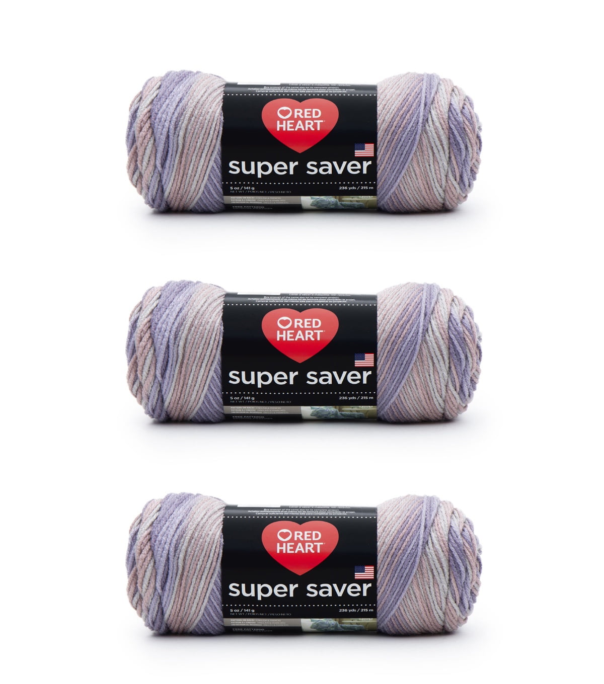 Red Heart® Super Saver® #4 Worsted Acrylic Yarn, Mulberry mix 5oz/142g ...