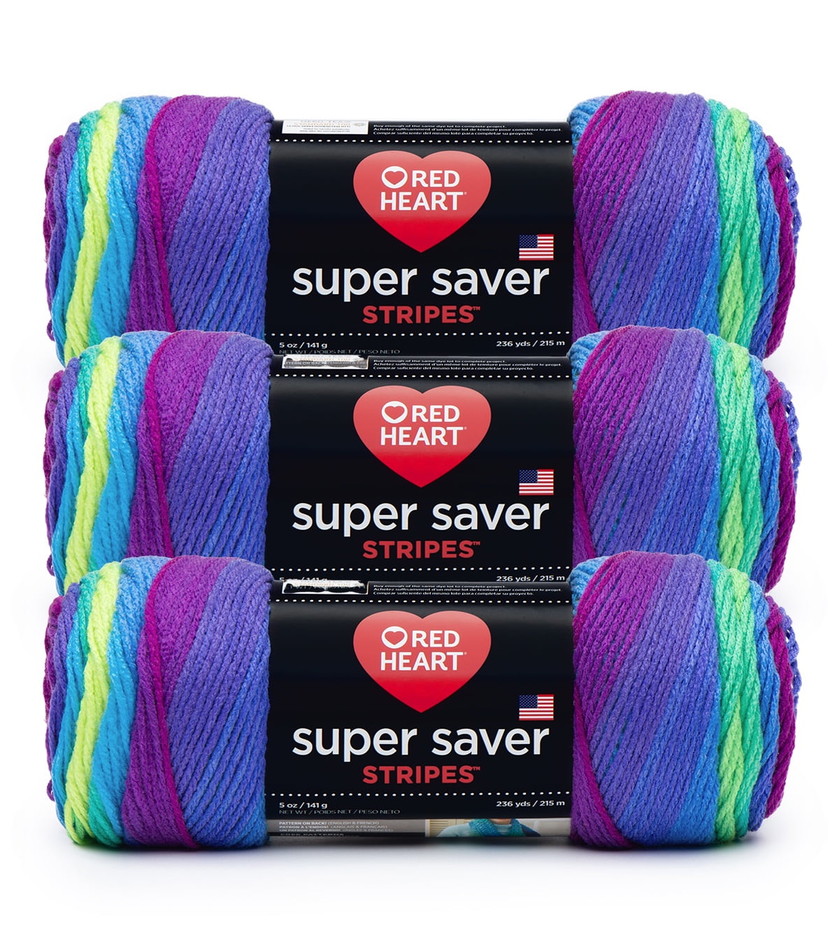 Red Heart® Super Saver® #4 Worsted Acrylic Yarn, Parrot stripe 5oz/142g ...