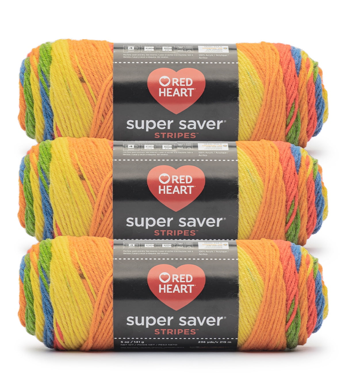 Red Heart® Super Saver® #4 Worsted Acrylic Yarn, Rainbow 5oz/142g 260yd ...