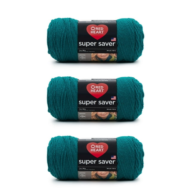 Red Heart® Super Saver® #4 Worsted Acrylic Yarn, Realteal 7oz/198g ...