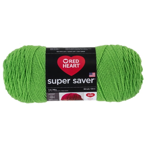 Red Heart Super Saver Yarn - Solid Color, Spring Green, 12 Pack ...