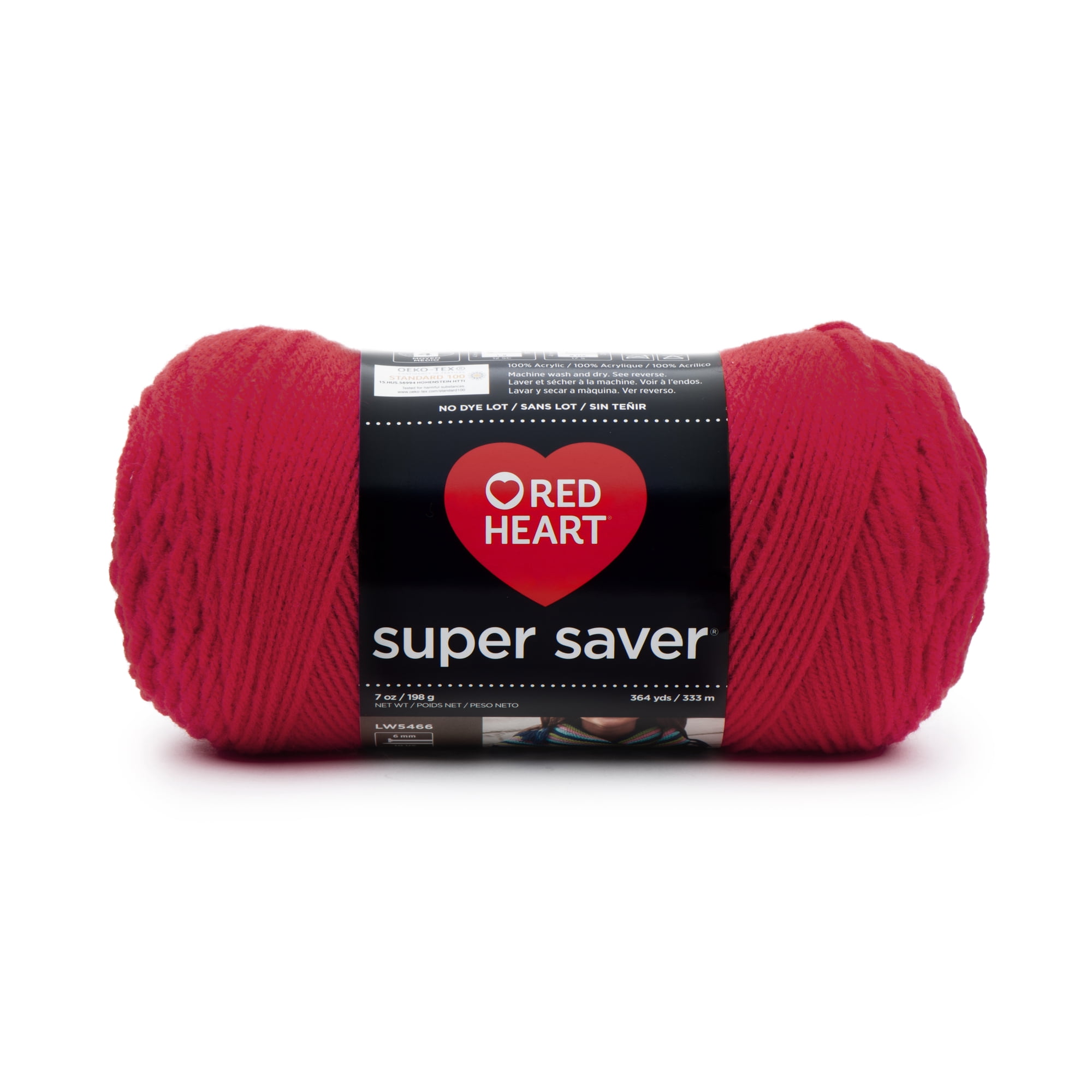 Red Heart Super Saver Acrylic Yarn, 7oz Skein, Hot Red, Machine ...