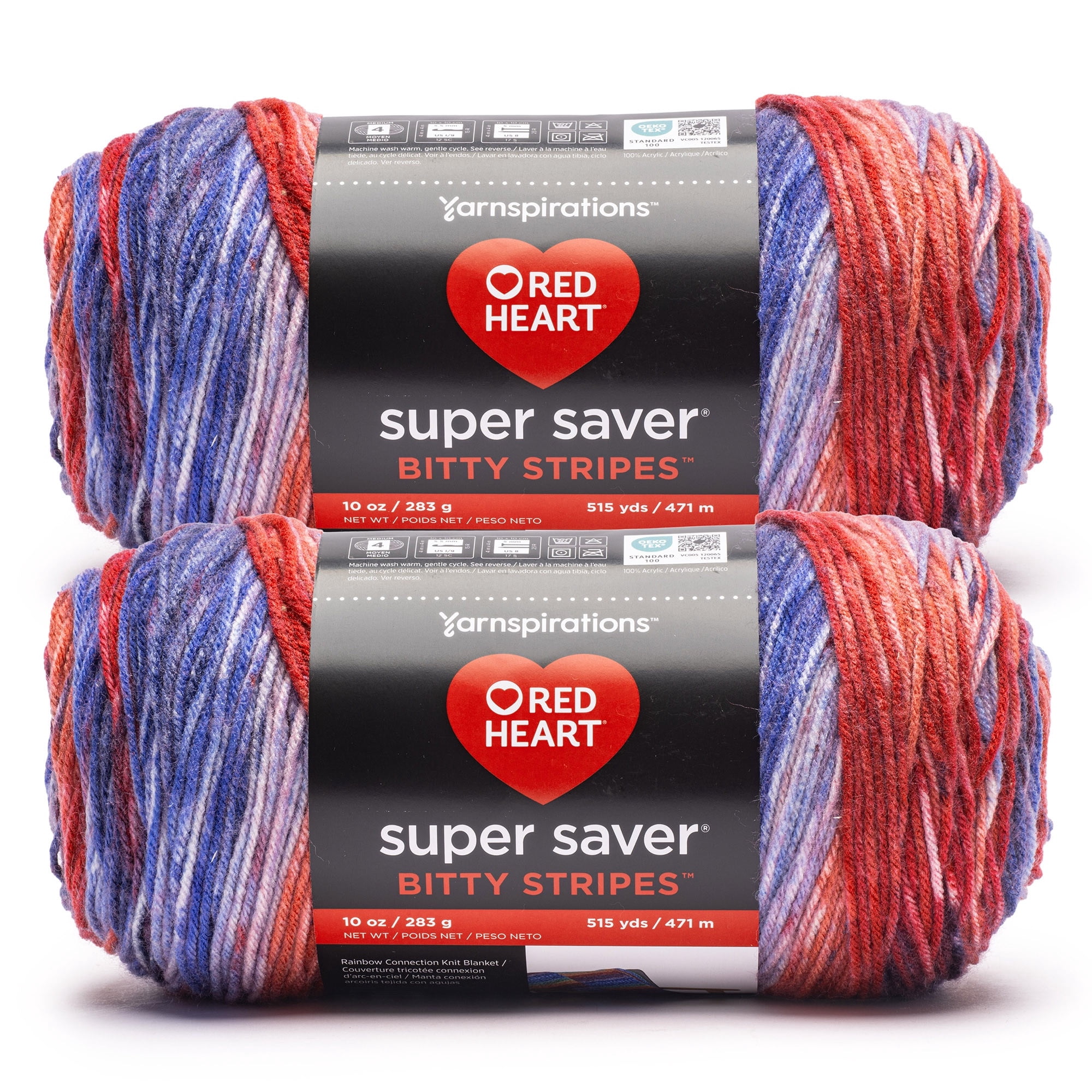 Red Heart® Super Saver Bitty Stripes™ #4 Worsted (Medium) Acrylic Yarn ...