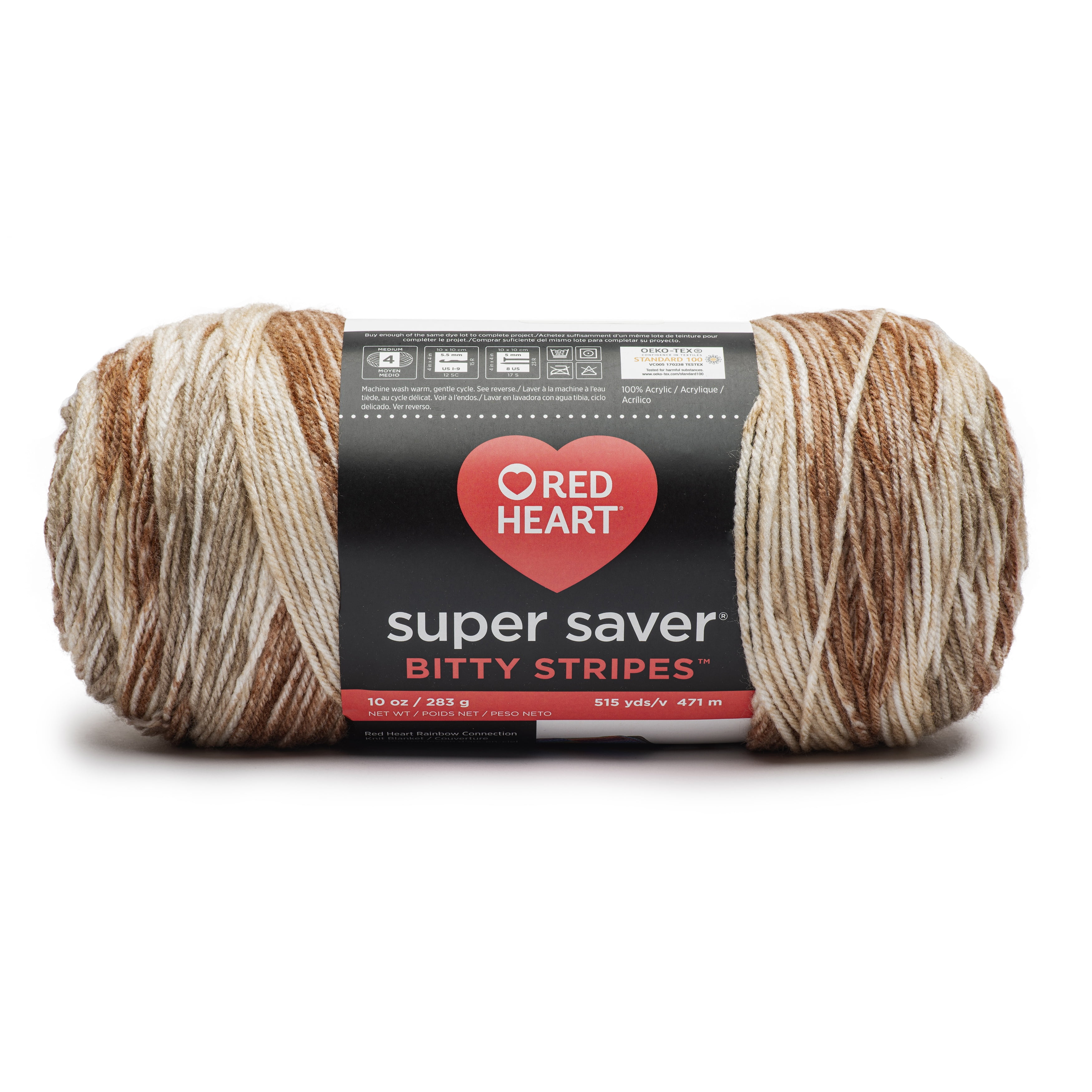 Red Heart, Super Saver Yarn, Bitty Stripes-Rattan, 10oz/283g - Walmart.com