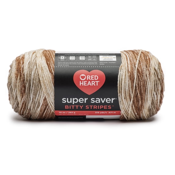 Red Heart, Super Saver Yarn, Bitty Stripes-Rattan, 10oz/283g - Walmart.com