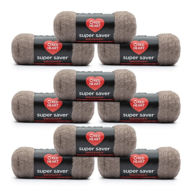Red Heart® Super Saver® Brushed #4 Medium Acrylic Yarn, Mink 5oz/142g, 255 Yards (9 Pack ...