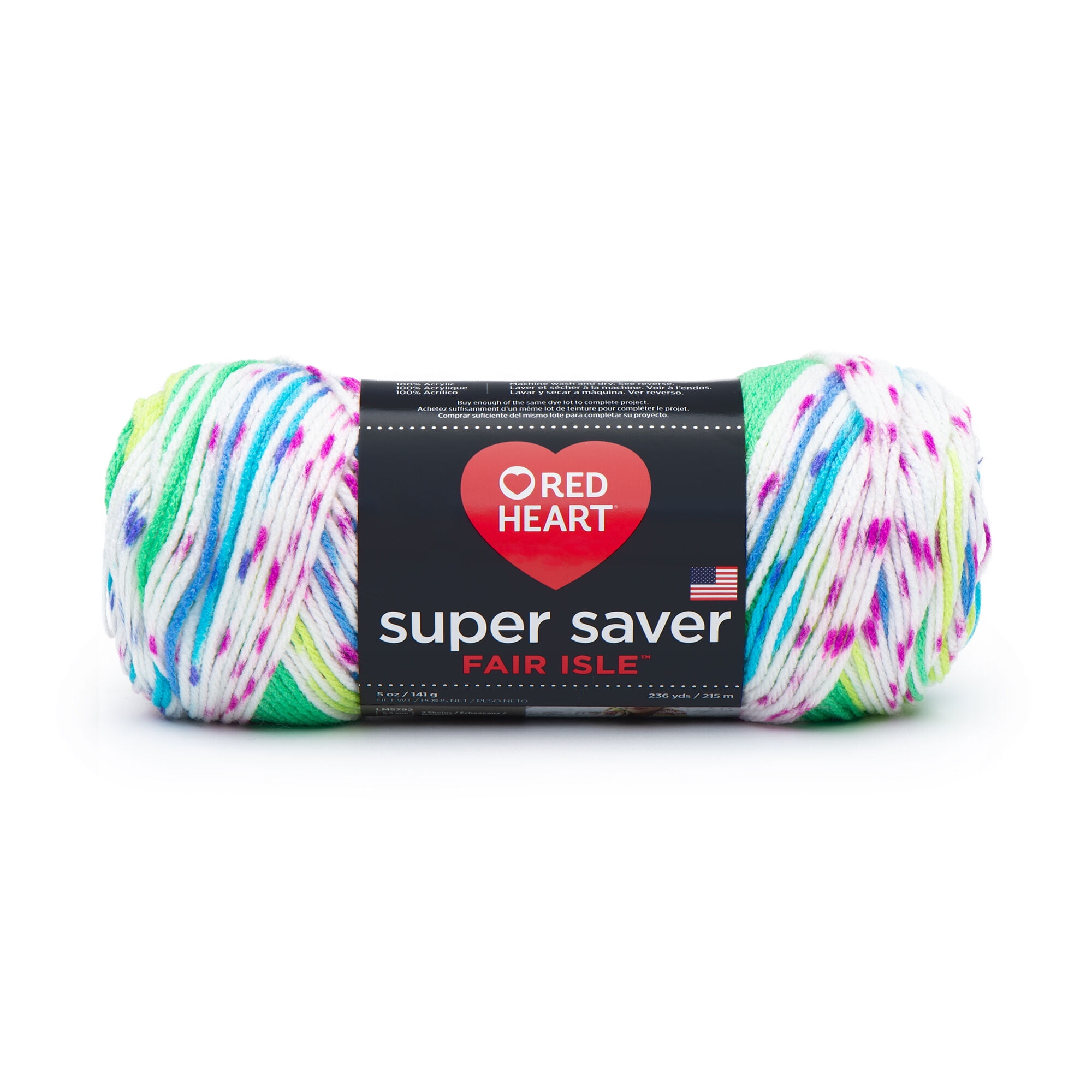 Red Heart Super Saver Fair Isle Yarn, Parrot, 5oz(141g),Medium,Acrylic ...
