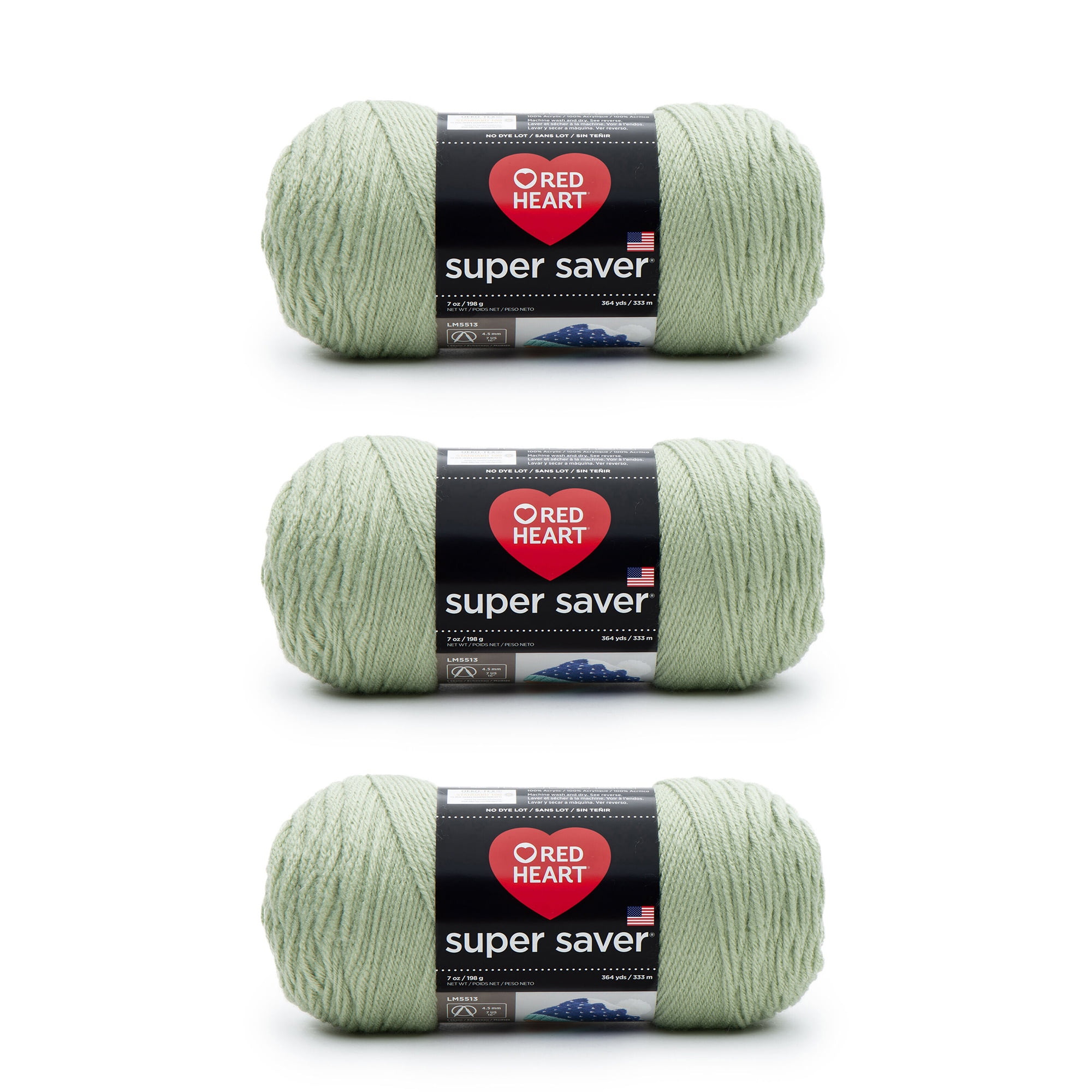Red Heart Super Saver Frosty Green Yarn - 3 Pack, Acrylic, Medium ...