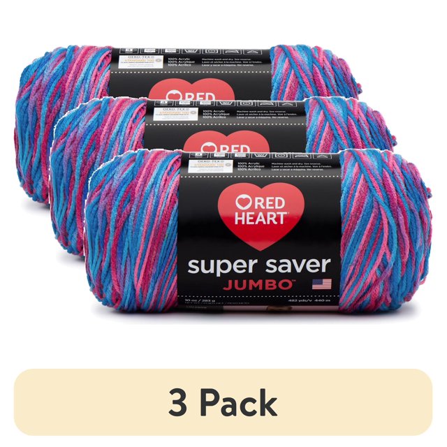 (3 pack) Red Heart Super Saver Jumbo #4 Medium Acrylic Yarn, Bonbon ...