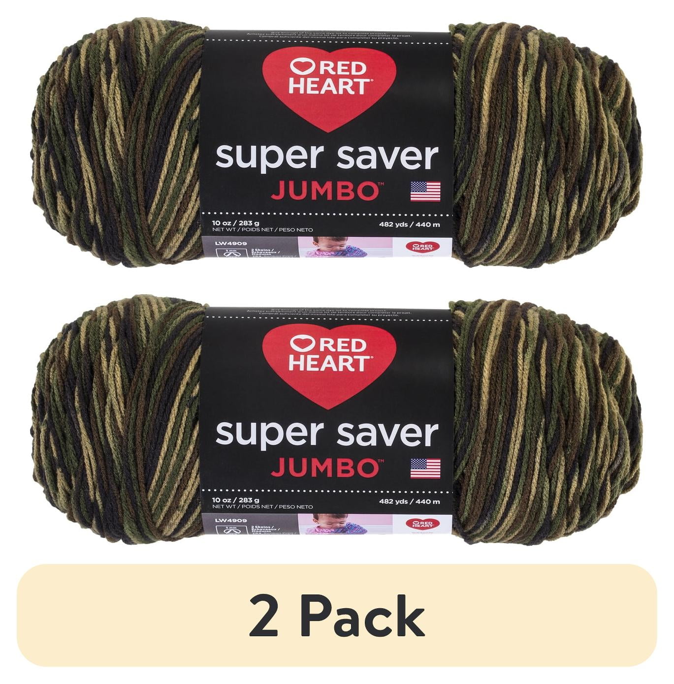 (2 pack) Red Heart Super Saver Jumbo #4 Medium Acrylic Yarn, Camouflage ...