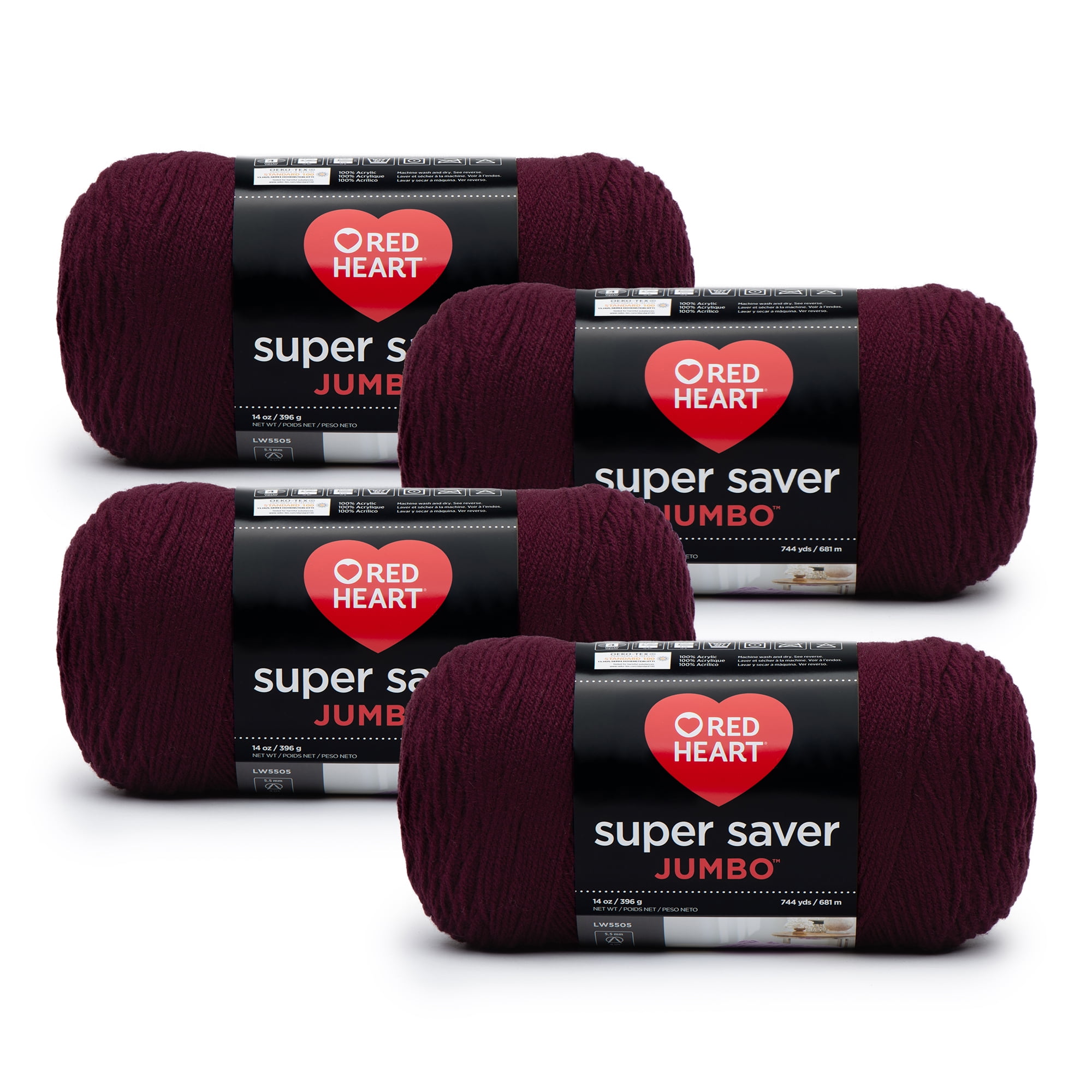 Red Heart® Super Saver® Jumbo #4 Medium Acrylic Yarn, Claret 14oz/396g ...