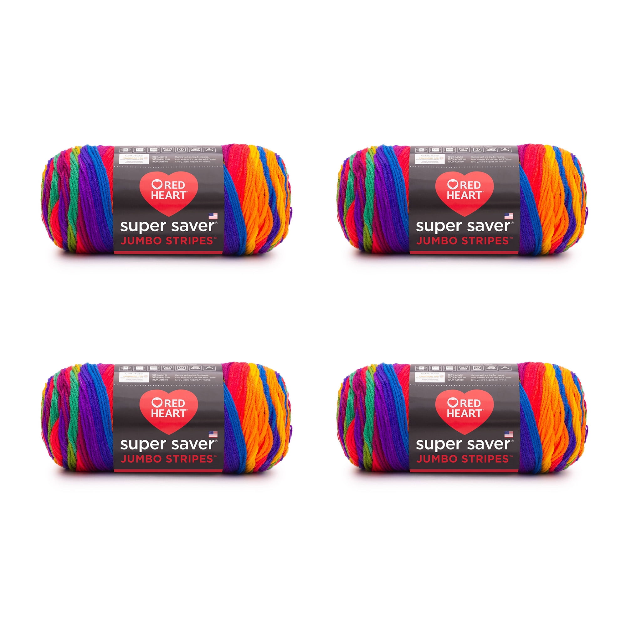 Red Heart Super Saver Jumbo #4 Medium Acrylic Yarn, Favorite Stripe ...