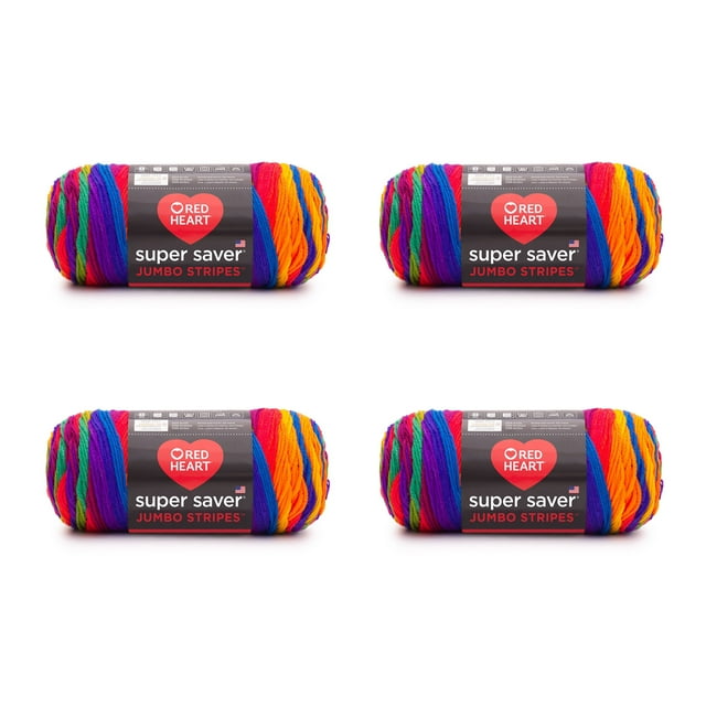 Red Heart Super Saver Jumbo #4 Medium Acrylic Yarn, Favorite Stripe ...