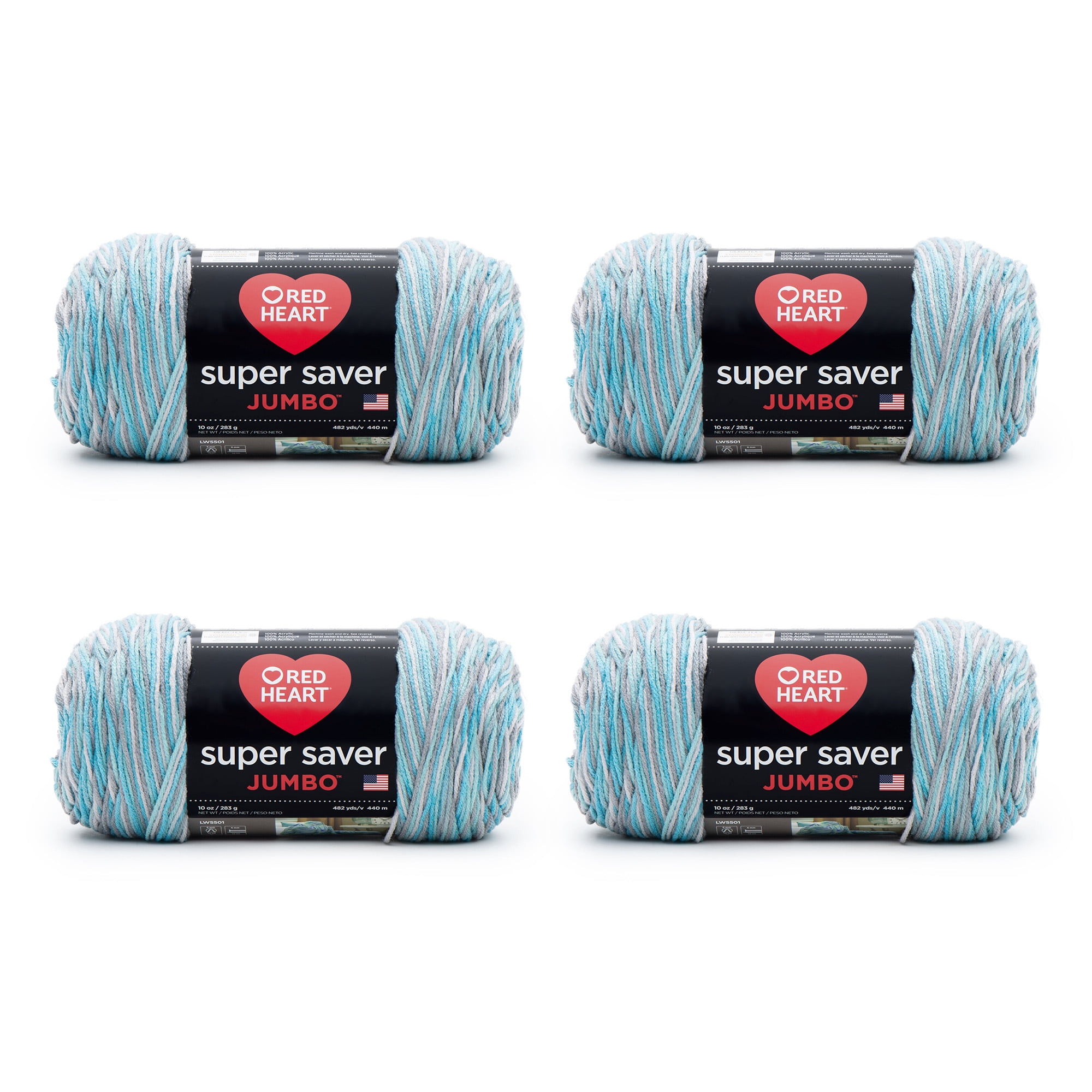 Red Heart Super Saver Jumbo #4 Medium Acrylic Yarn, Icelandic 10oz/283g ...