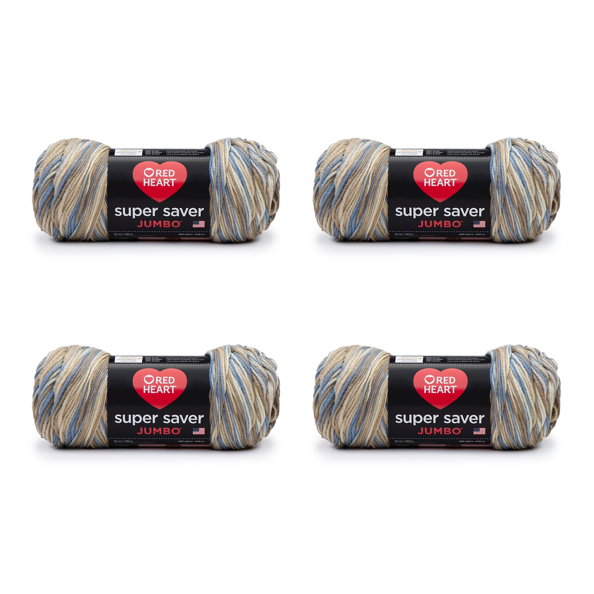 Red Heart Super Saver Jumbo #4 Medium Acrylic Yarn, Mirage 10oz/283g ...