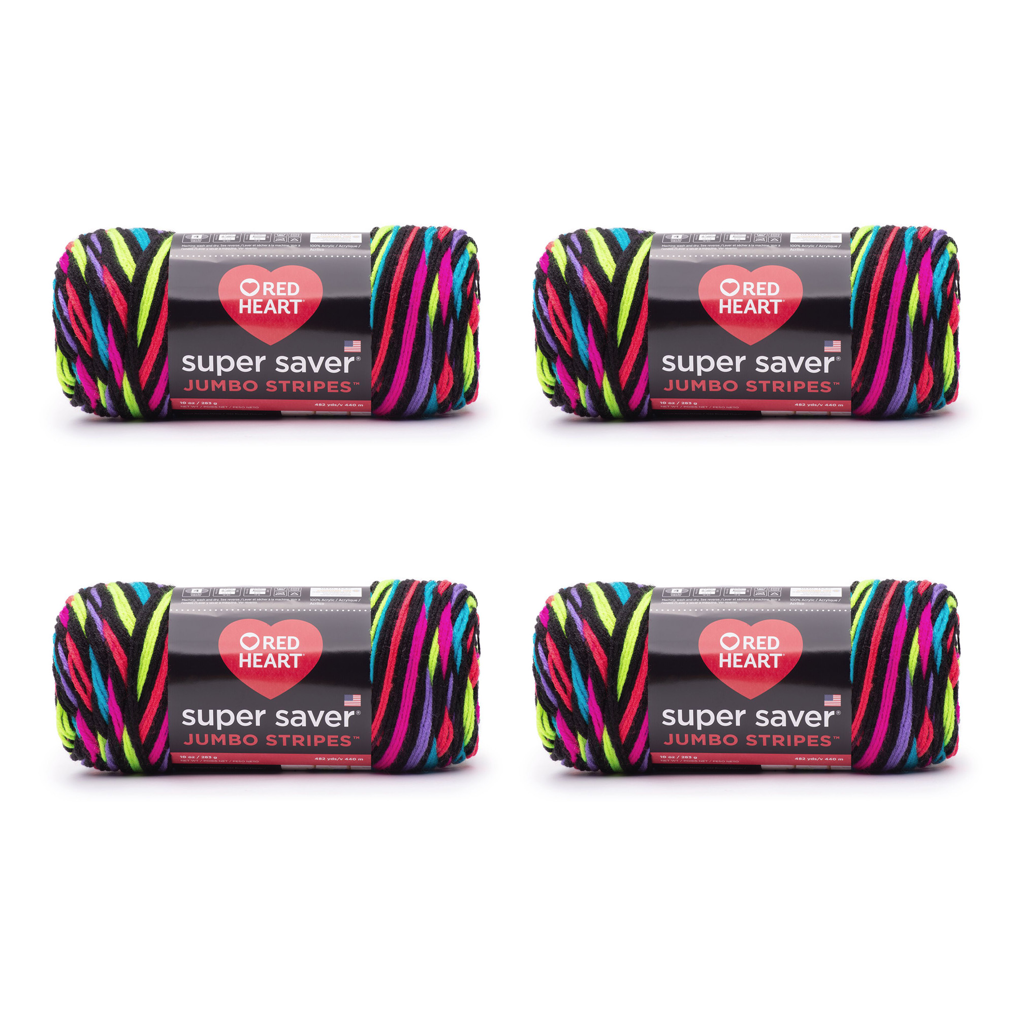 Red Heart Super Saver Yarn - Favorite Stripe, Multipack of 6 - Walmart.com